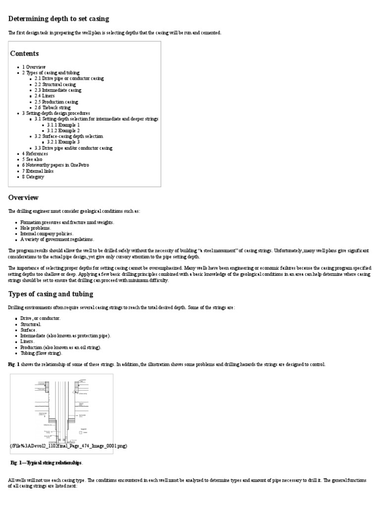 Determining Depth To Set Casing | PDF | Casing (Borehole) | Oil Well