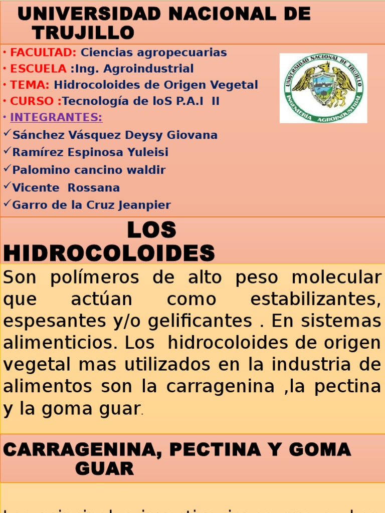 Hidrocoloides-Origen Vegetal | PDF | Postres | Alimentos