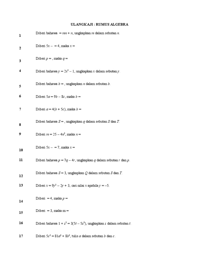Rumus Algebra | PDF