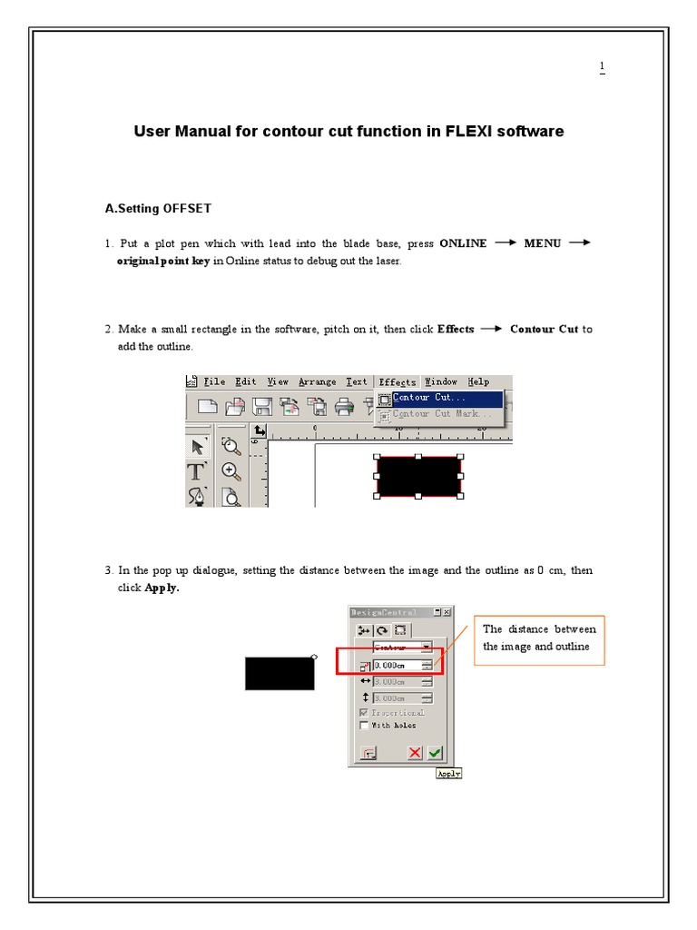 User Manual For Contour Cut Function in FLEXI Software: A.Setting ...