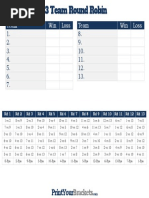 10 Team Round Robin Printable Tournament Bracket | PDF | Tournament ...