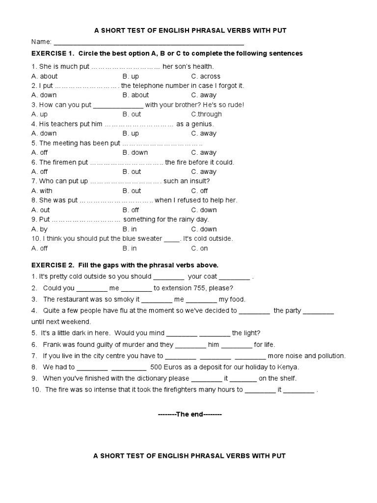 Phrasal Verbs With Put 2 | PDF | Career & Growth
