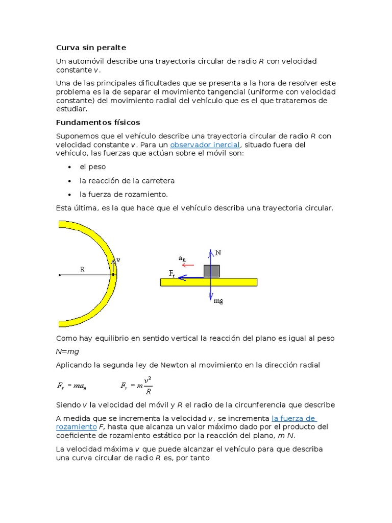 Curva Sin Peralte | PDF | Fricción | Fuerza