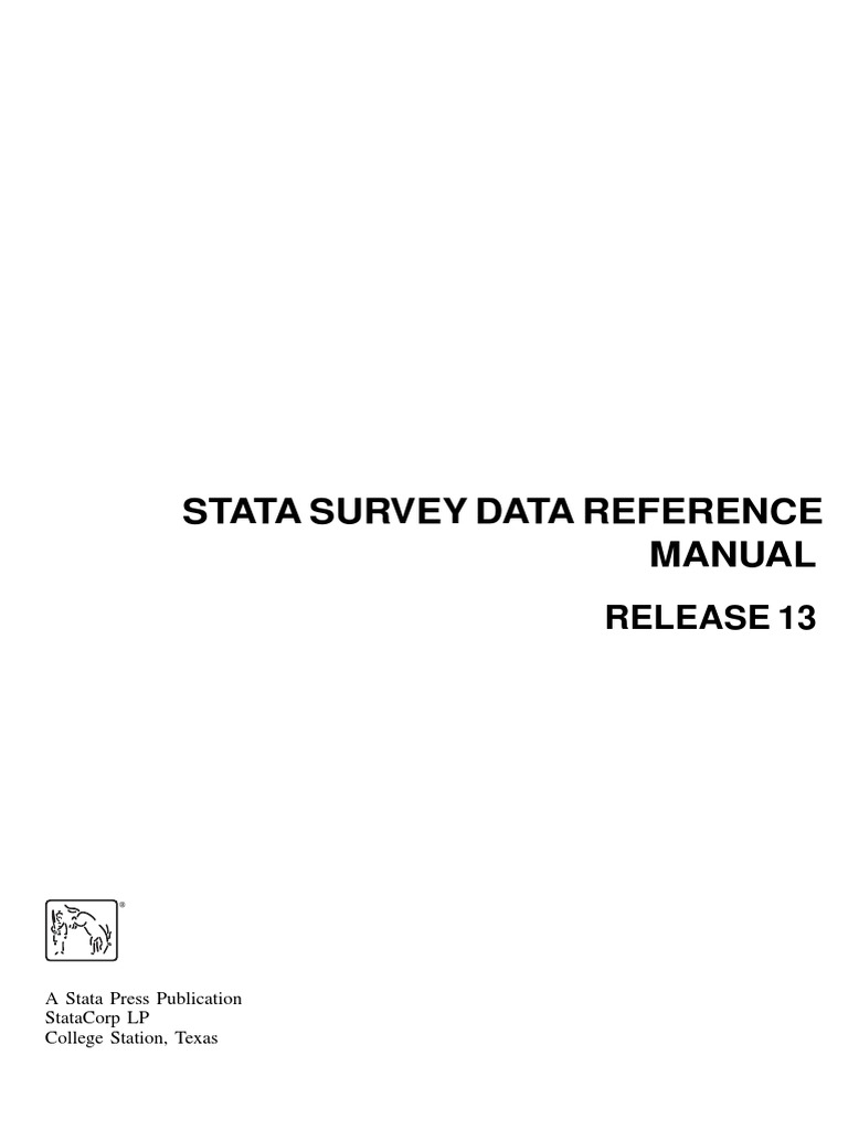 Stata Survey Data Reference Manual: Release 13 | PDF | Resampling (Statistics) | Sampling ...