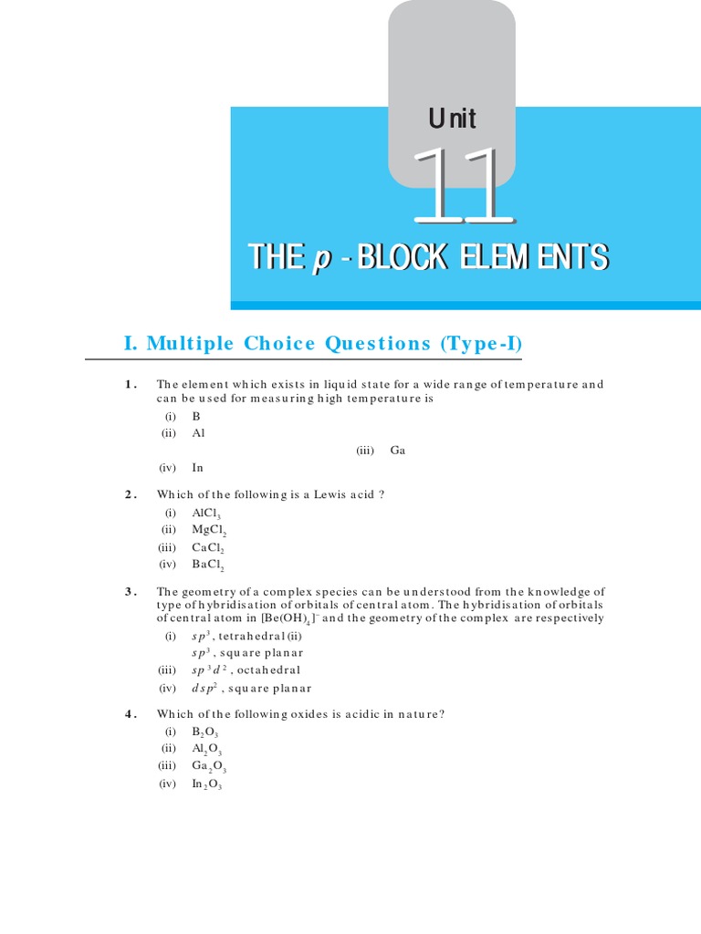 P-Block Elements | PDF | Boron | Carbon