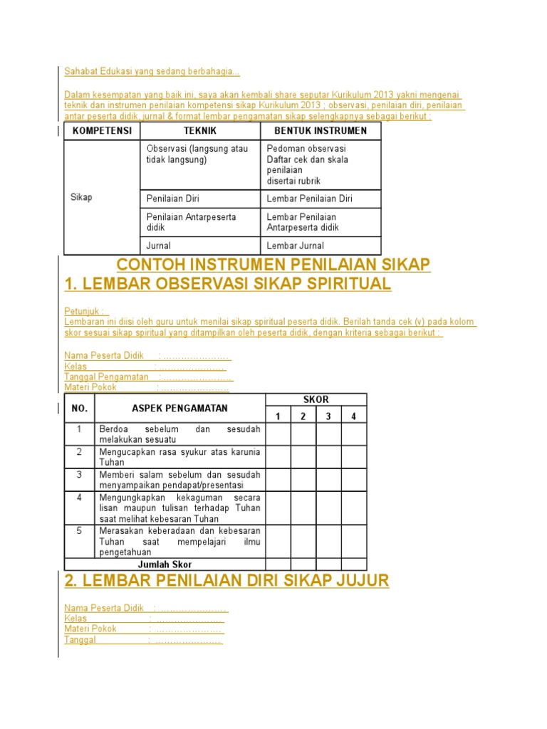 Format Penilaian | PDF