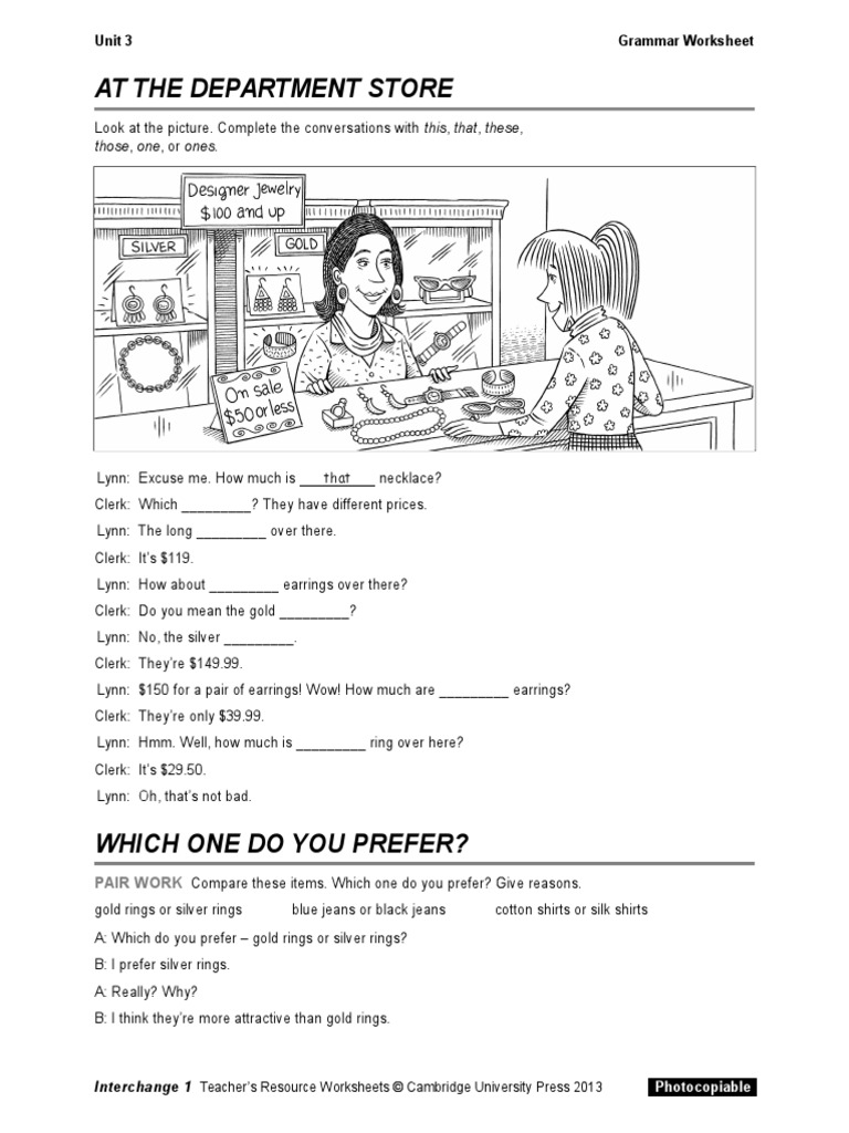 At The Department Store: Those, One, or Ones | PDF | Home & Garden