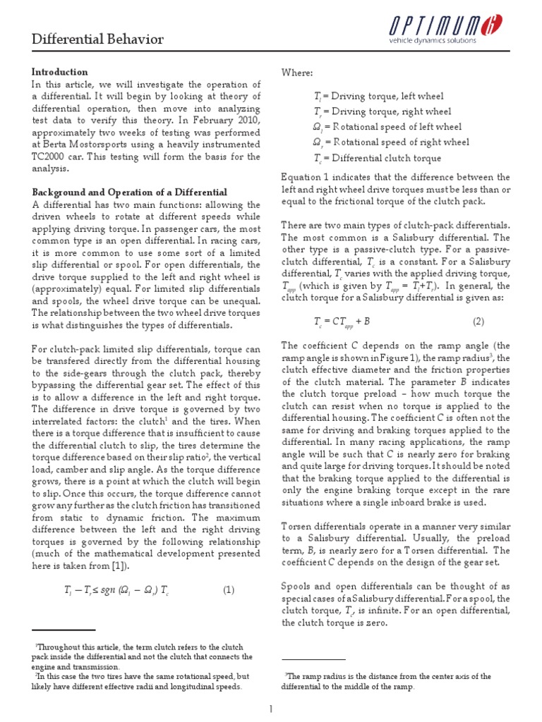 Differential Behavior: L R L R C | PDF | Clutch | Flight Dynamics ...