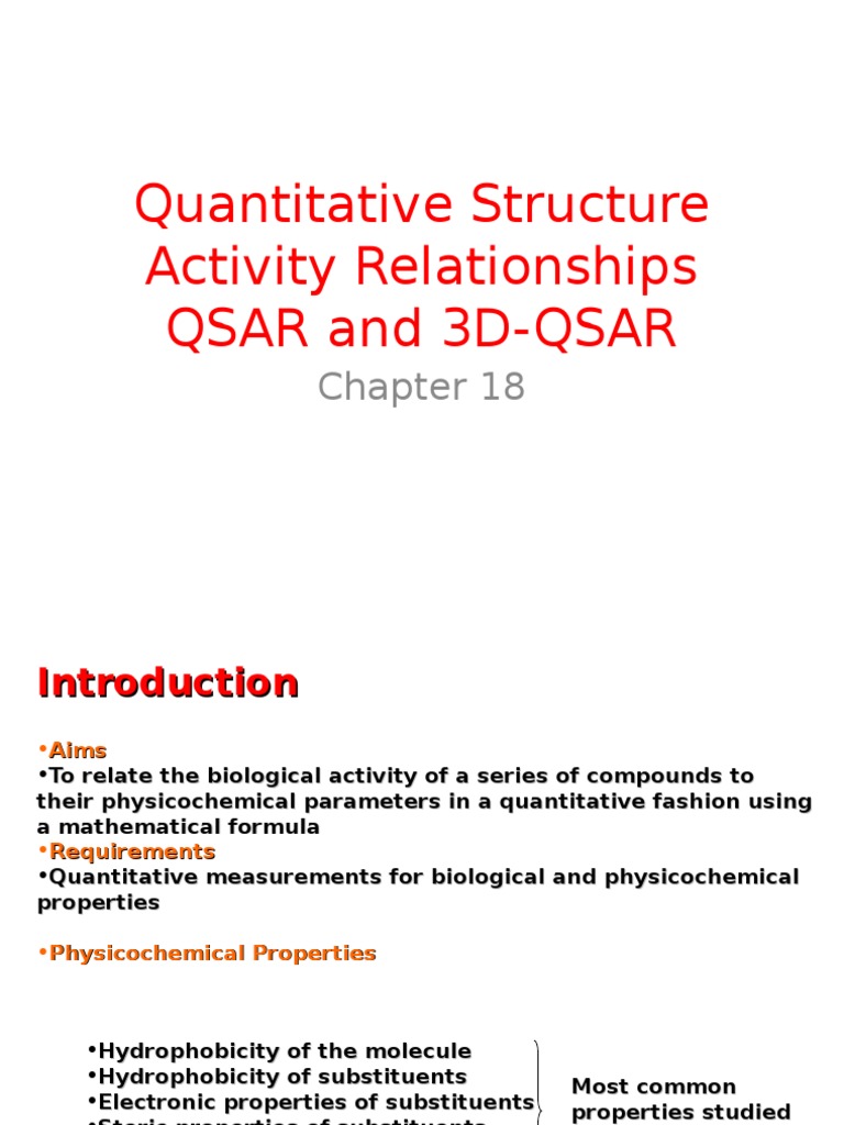 Quantitative Structure Activity Relationships Qsar and 3D-Qsar | PDF ...