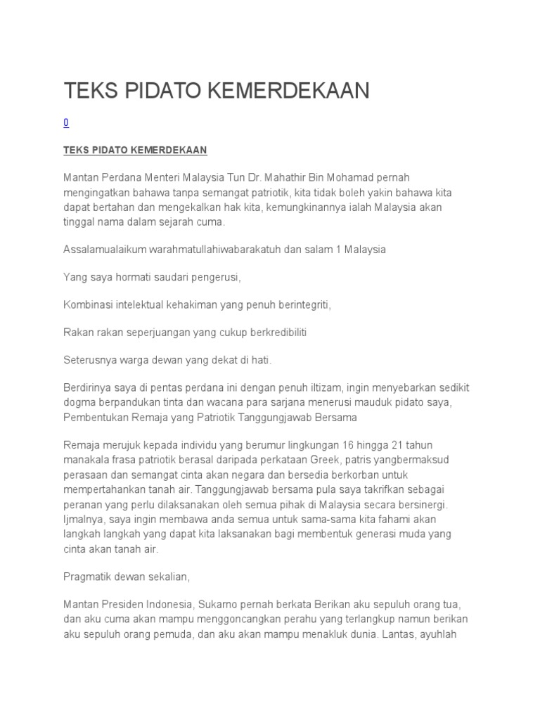 Teks Pidato Kemerdekaan - Riset Teks Pidato Kemerdekaan - Riset