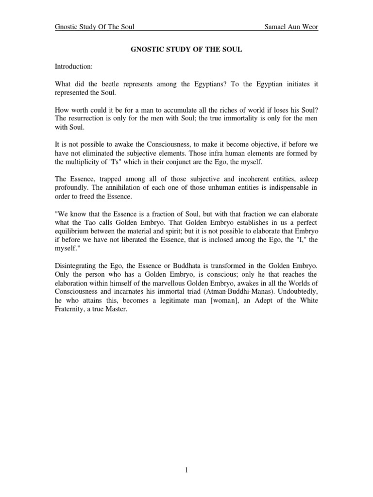 Gnostic Soul Study by Samael Aun Weor | PDF | Soul | Gautama Buddha