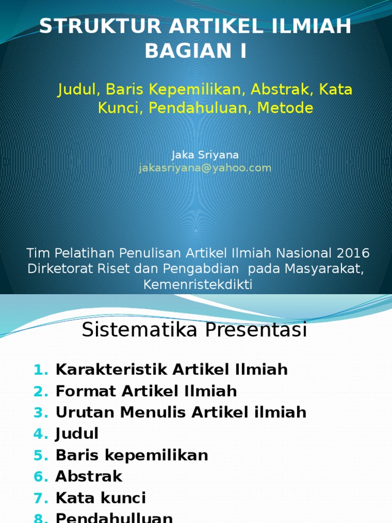 Struktur Artikel Ilmiah I - 2016-Jaka-S (Updated) | PDF