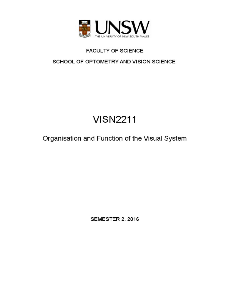 VISN2211: Visual System Course Outline | PDF | Optometry | Visual ...