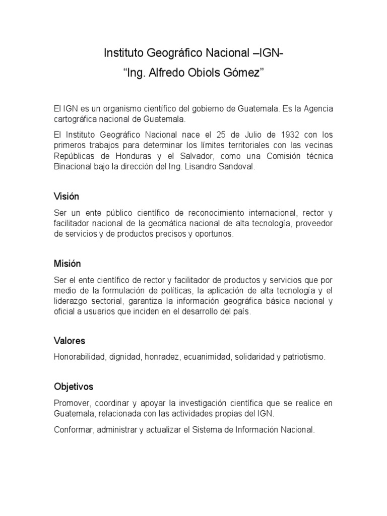 El papel del Instituto Geográfico Nacional de Guatemala en la provisión ...