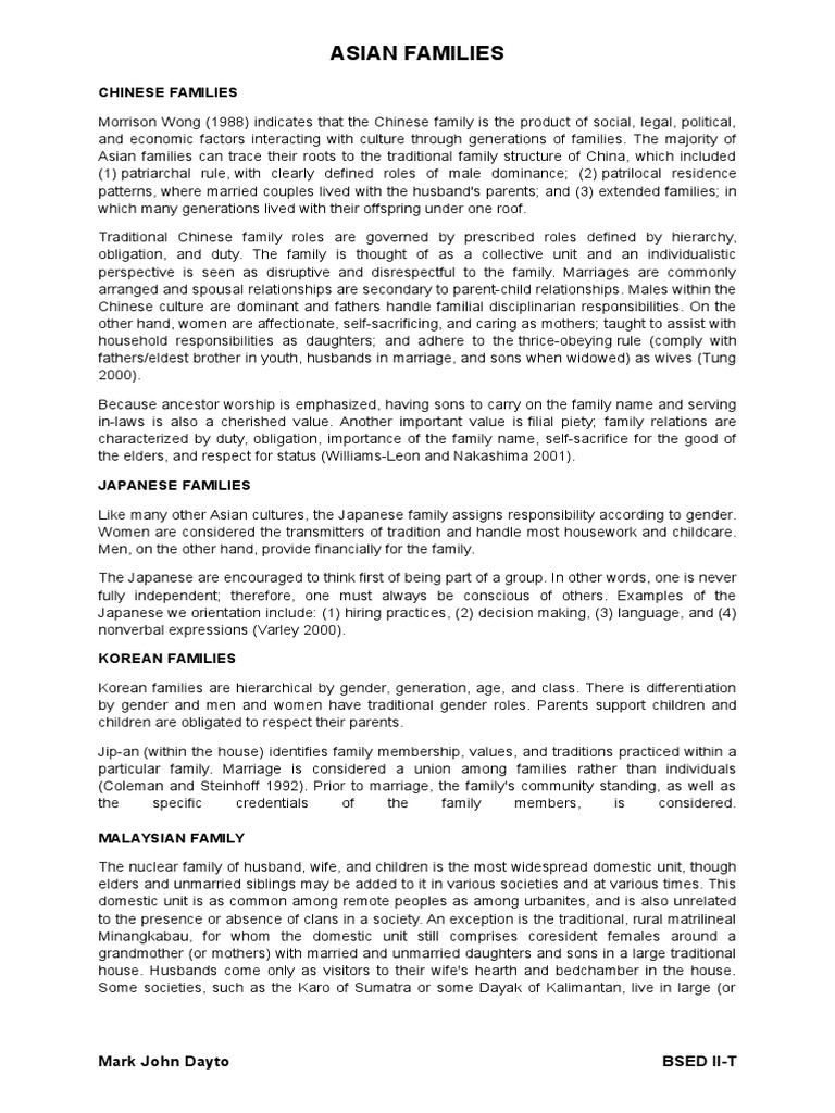 Cultural Influences on Family Structures Across Asia: A Comparative ...