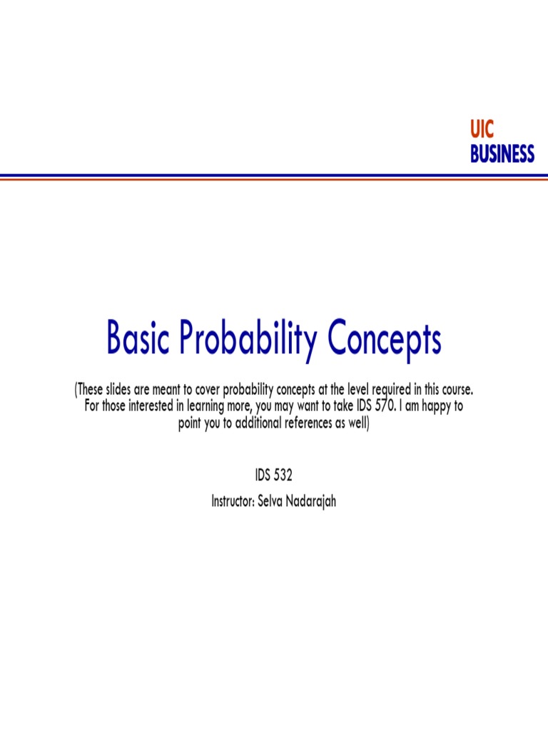Basic Probability Concepts: UIC UIC | PDF | Expected Value | Probability Distribution