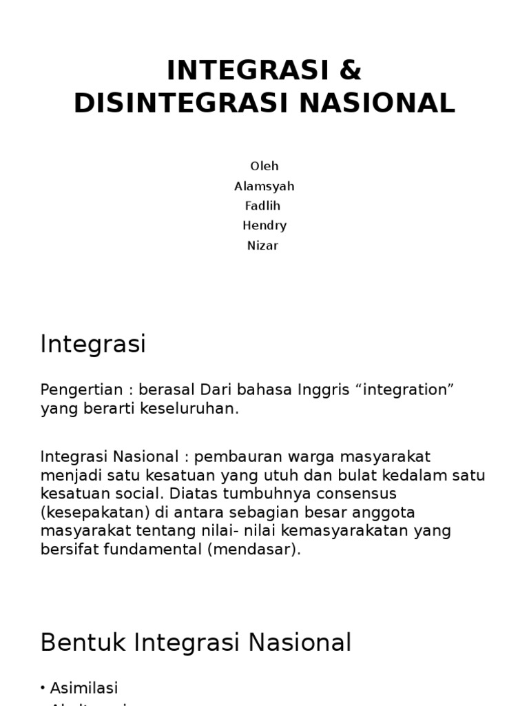 Presentasi Integrasi & Disintegrasi Nasional v2 | PDF