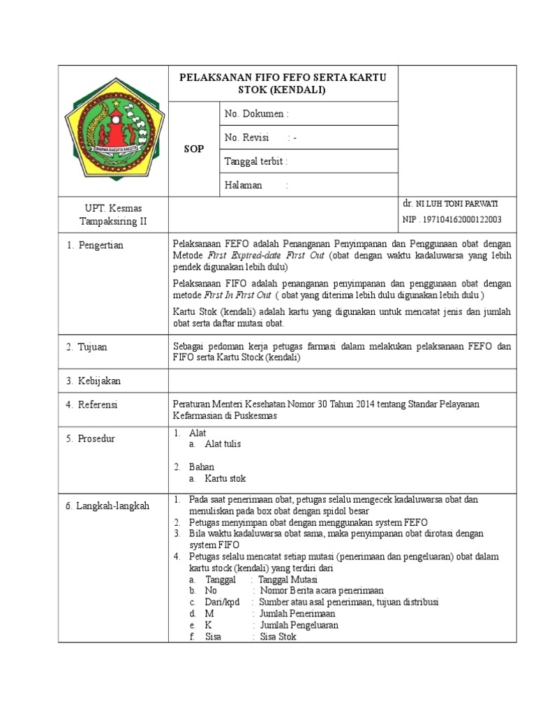 Sop Fifo Fefo 4 Okt 2016 | PDF