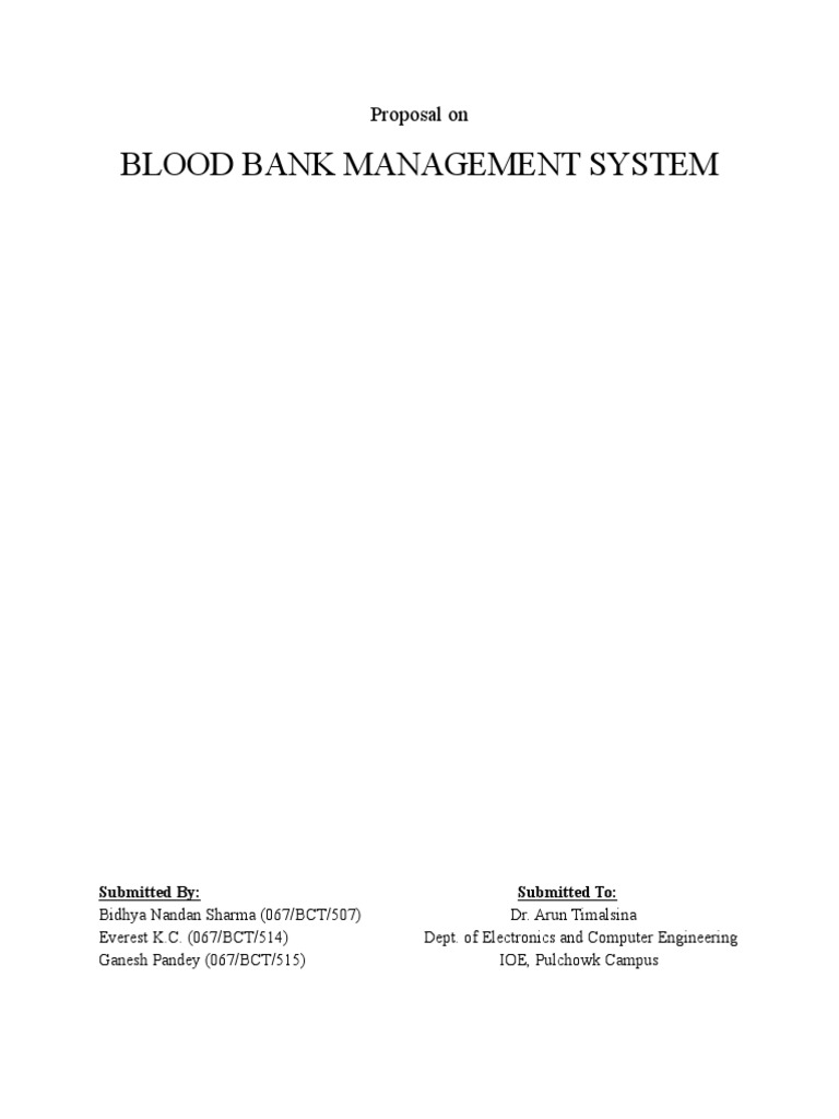 Blood Bank Management System Proposal | PDF