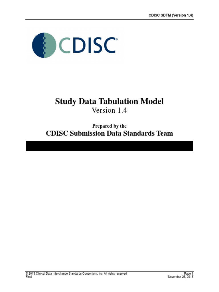 Study Data Tabulation Model v1 4 | PDF | Medicine | Computing And ...