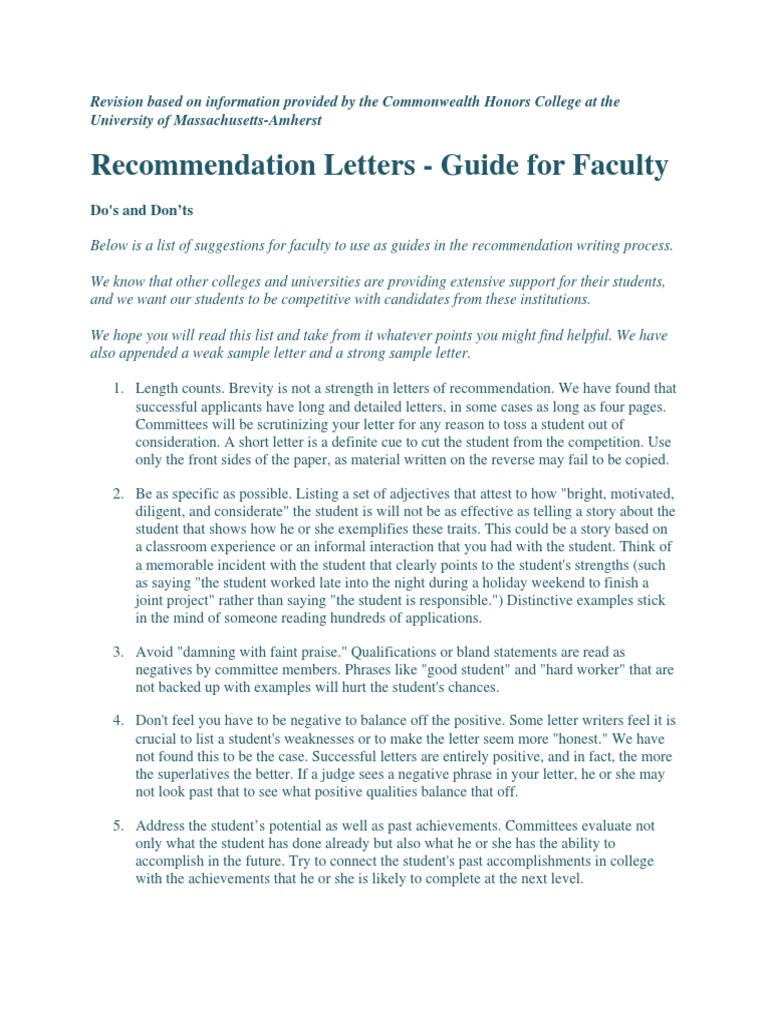Recommendation Letter Tips For Faculty | PDF | Volunteering | Students