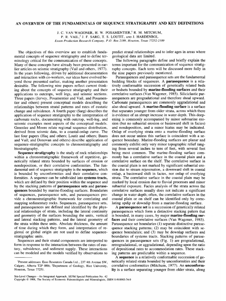 Van Wagoner Et Al 1988 PDF | PDF | Stratigraphy | Geology