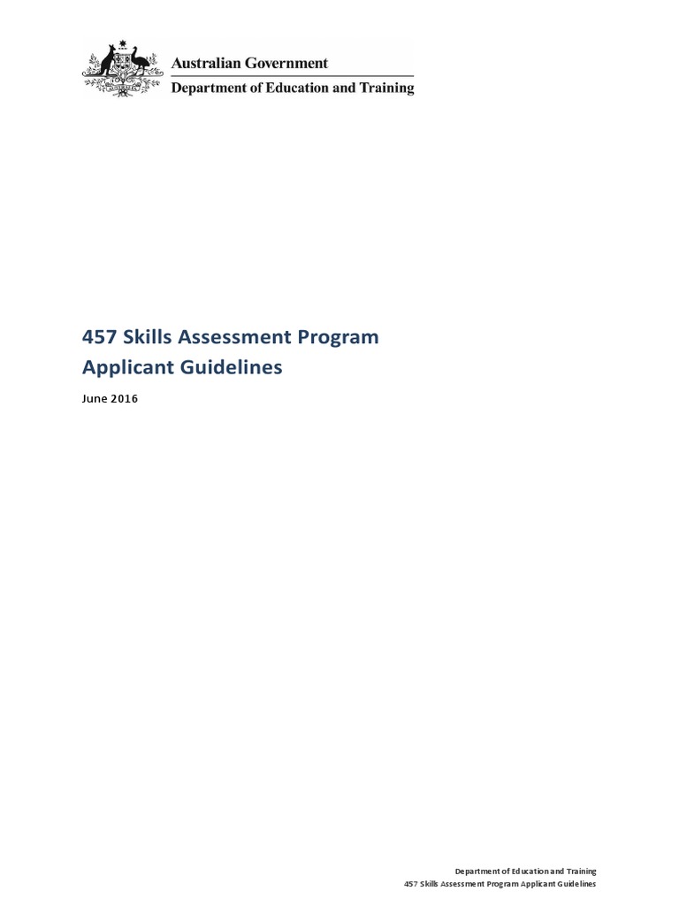 457 Skills Assessment Program Applicant Guidelines | PDF | Vocational ...