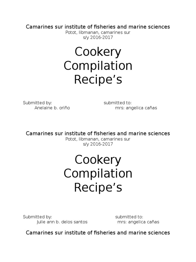 Camarines Sur Cookery Recipe Compilation | PDF | Wellness
