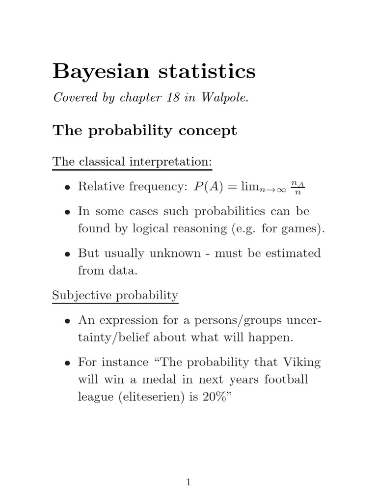 Bayesian Statistics Pdf Statistics Bayesian Inference