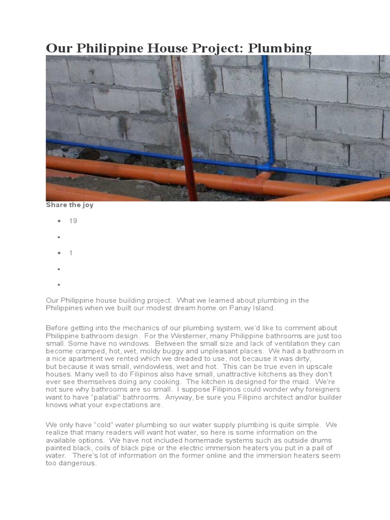 Our Philippine House Project Plumbing | Download Free PDF | Water ...