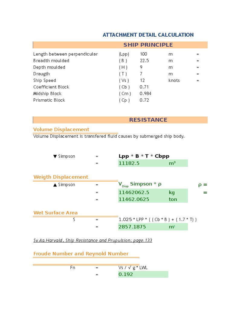 Attachment Detail Calculation: Ship Principle | PDF | Propeller ...