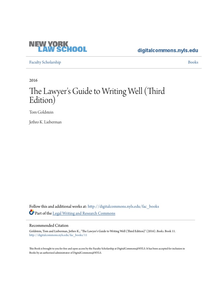 The Lawyers Guide To Writing Well (Third Edition) | PDF | Fourteenth ...