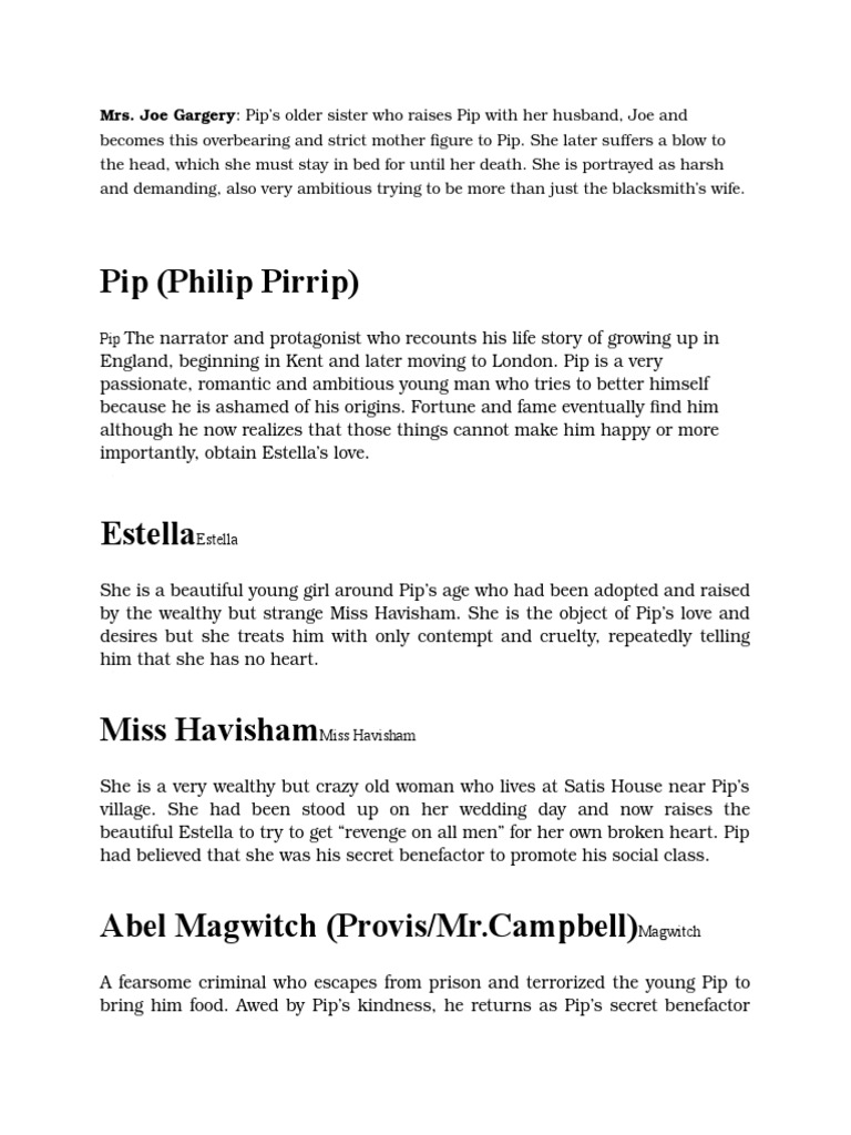 Pip (Philip Pirrip) : Mrs. Joe Gargery: Pip's Older Sister Who Raises ...