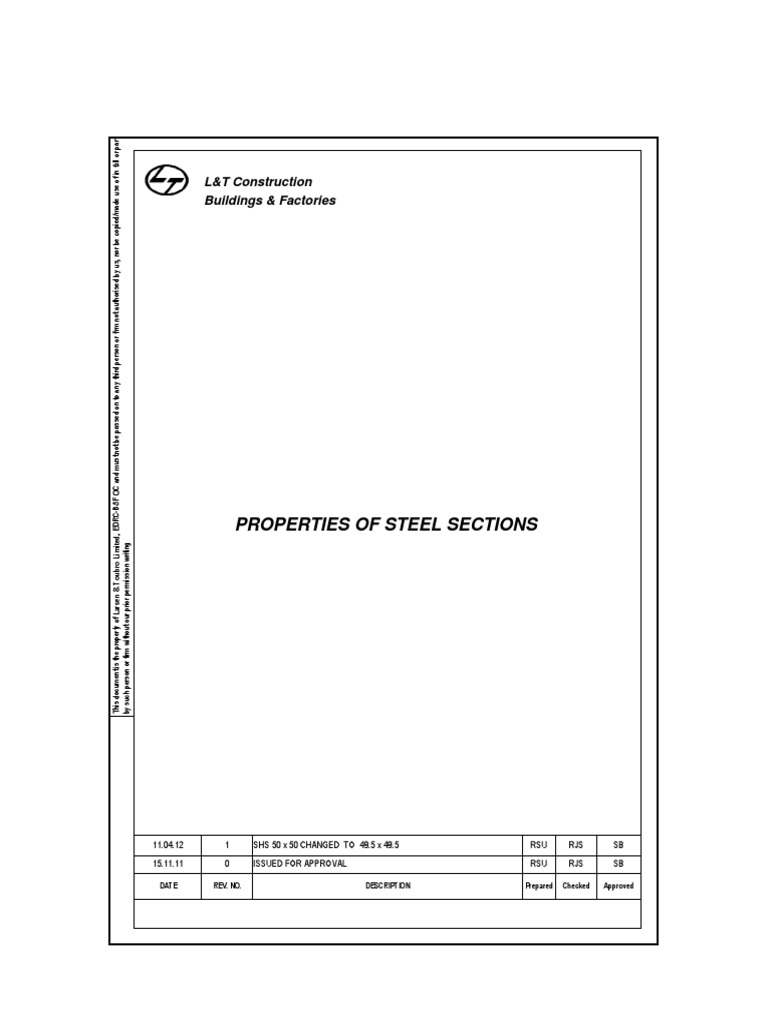 Steel Sectional Properties | PDF