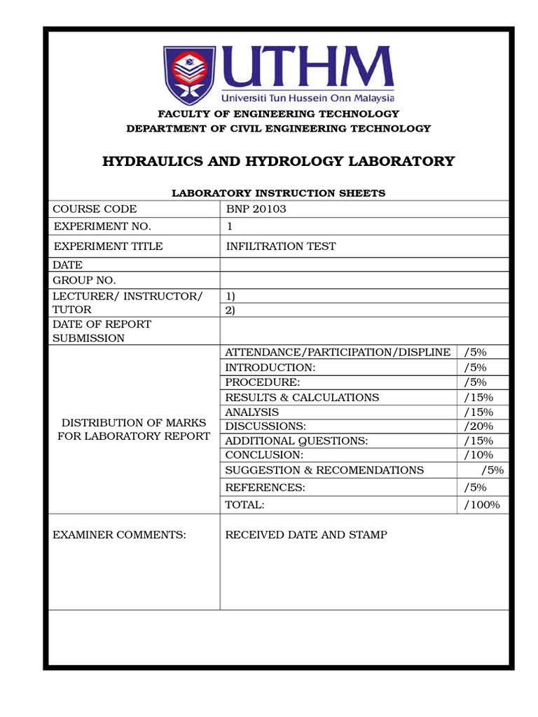 Infiltration Test Experiment Report | PDF