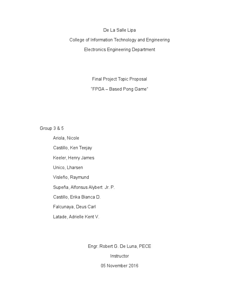FPGA Based Pong Game | PDF