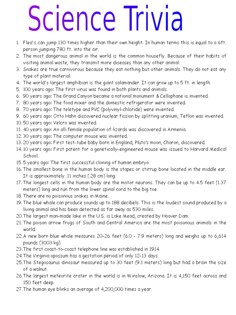 Science Trivia and Facts | PDF | Mars | Stars