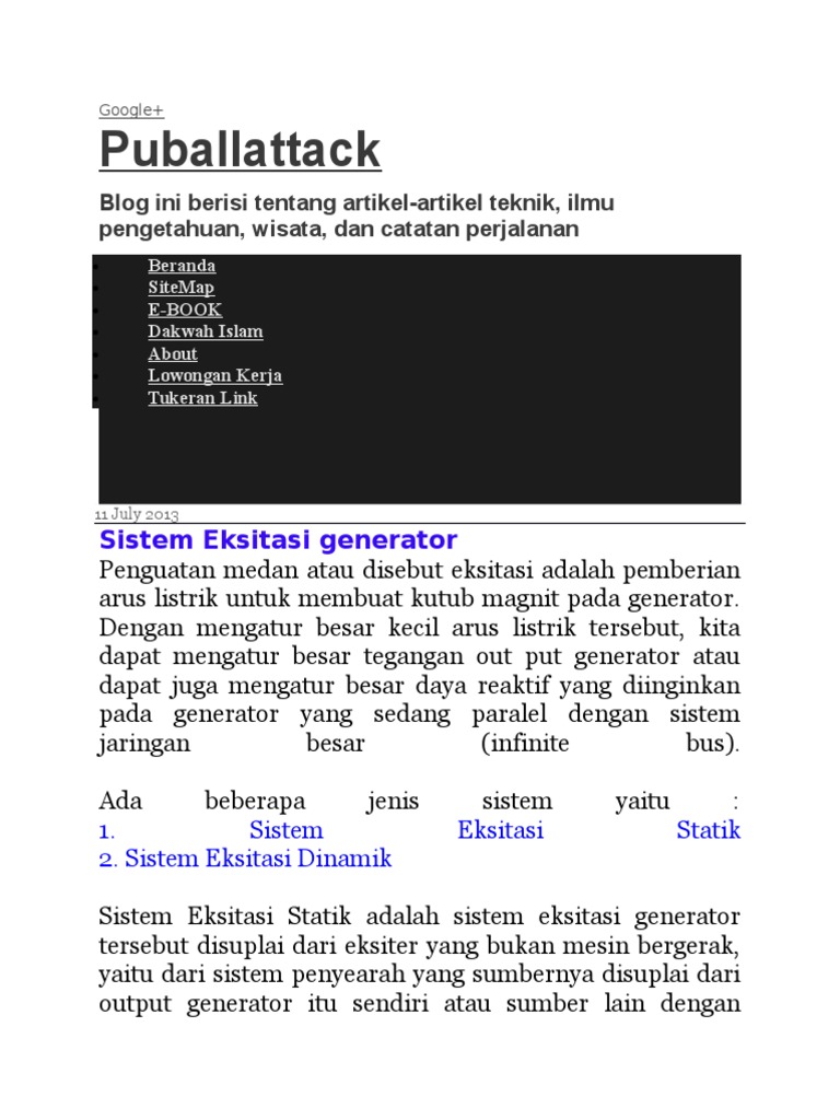 Sistem Eksitasi | PDF