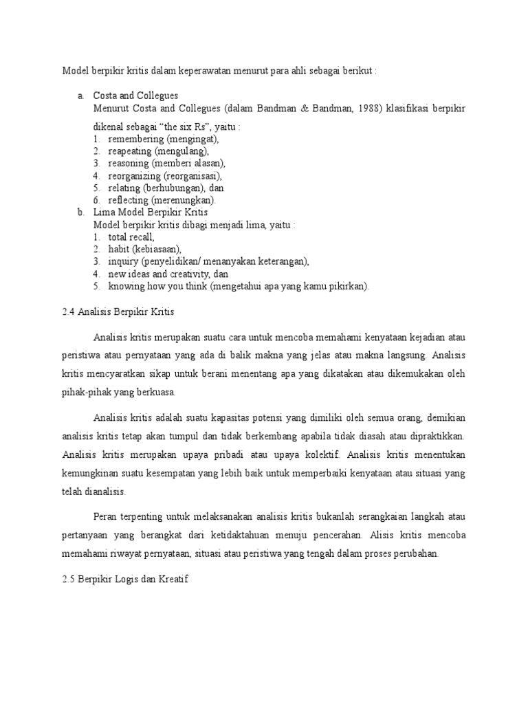 Contoh Kasus Berpikir Kritis Dalam Keperawatan Pdf - Perumperindo.co.id