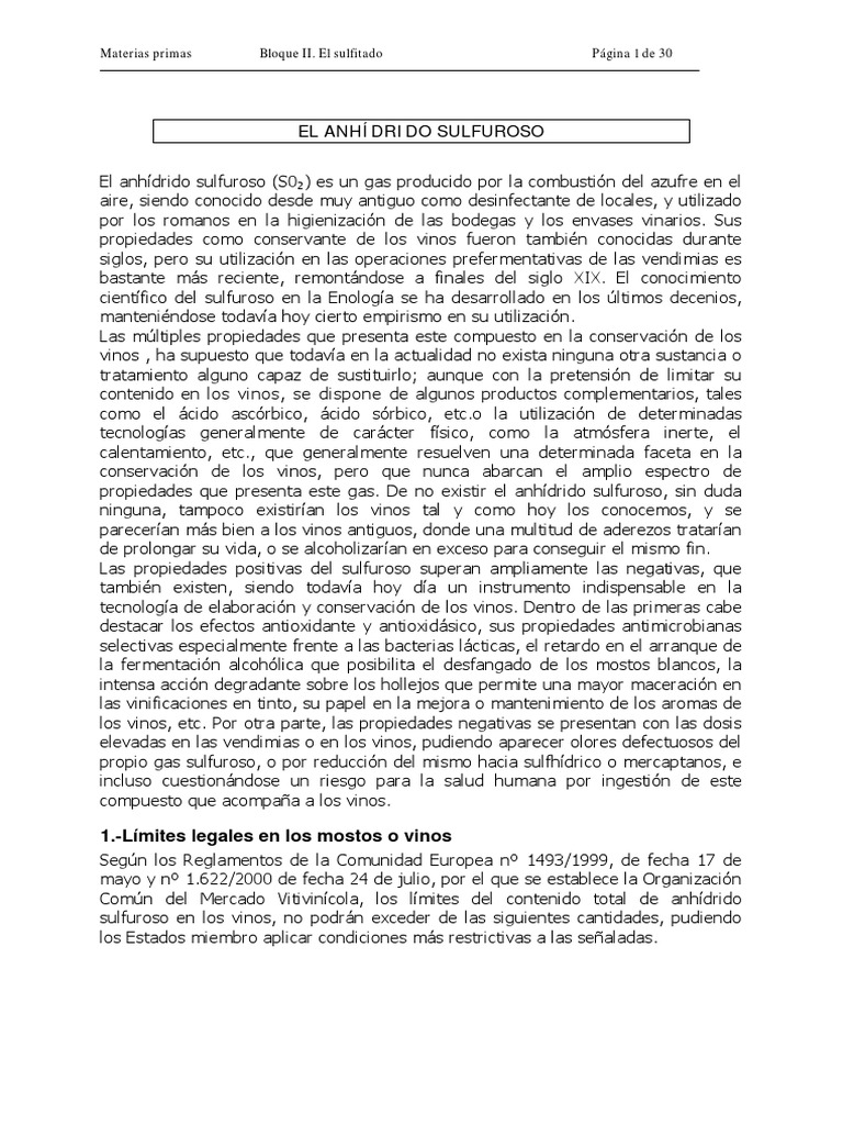 12 Sulfitado Teoría Ok | PDF | Dióxido de azufre | Vino