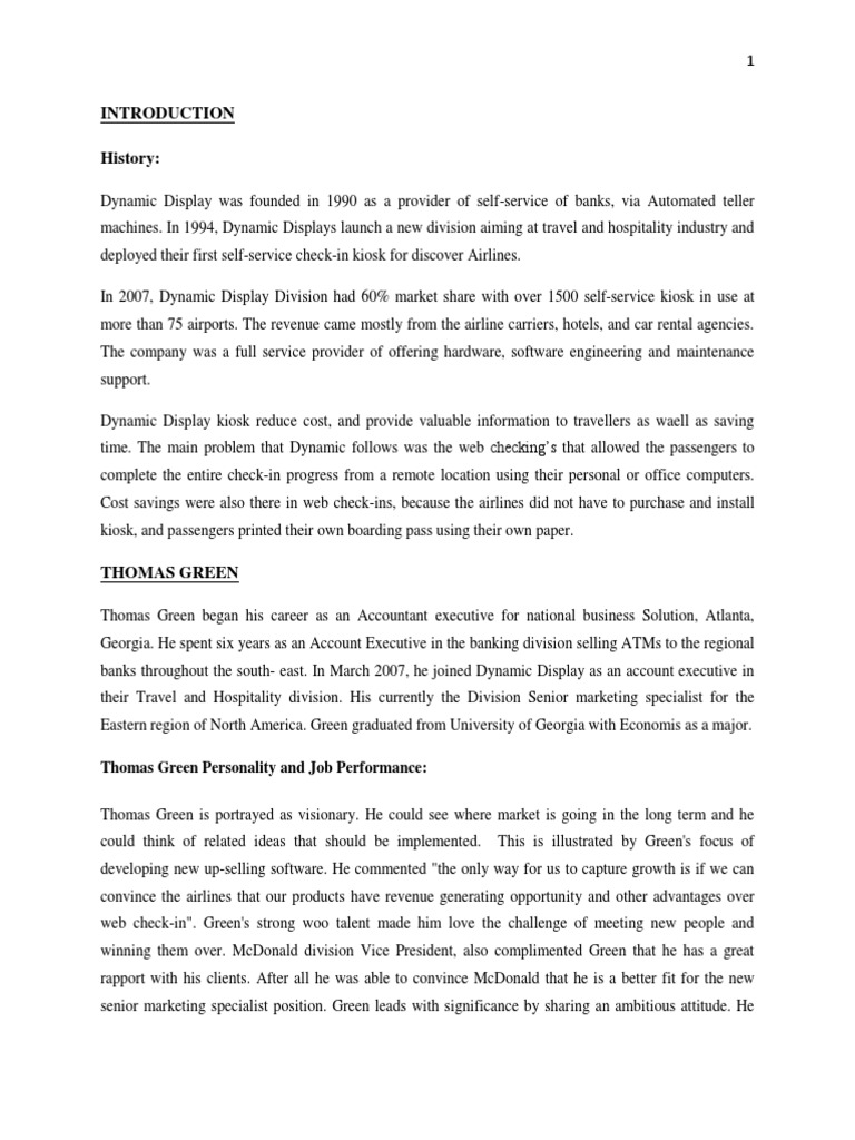 Dynamic Display. Frank Davis Case Study | PDF | Leadership | Business