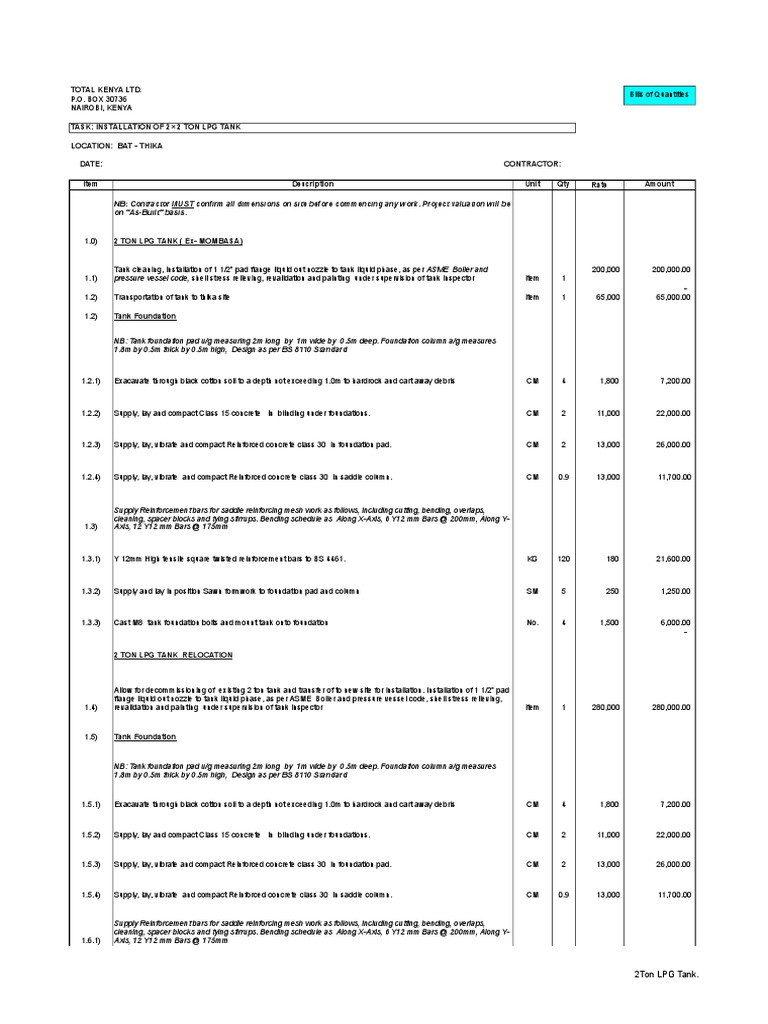 BAT - 2 Ton LPG Tank at Thika | PDF | Pipe (Fluid Conveyance ...