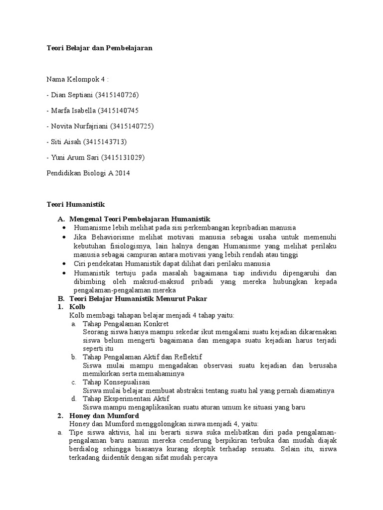 Teori Humanistik | PDF