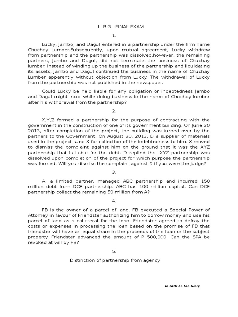 LLB 3 Final Exam | PDF