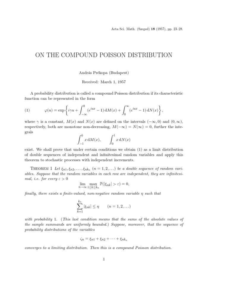 On The Compound Poisson Distribution And Its Applications To Stochastic Processes With 