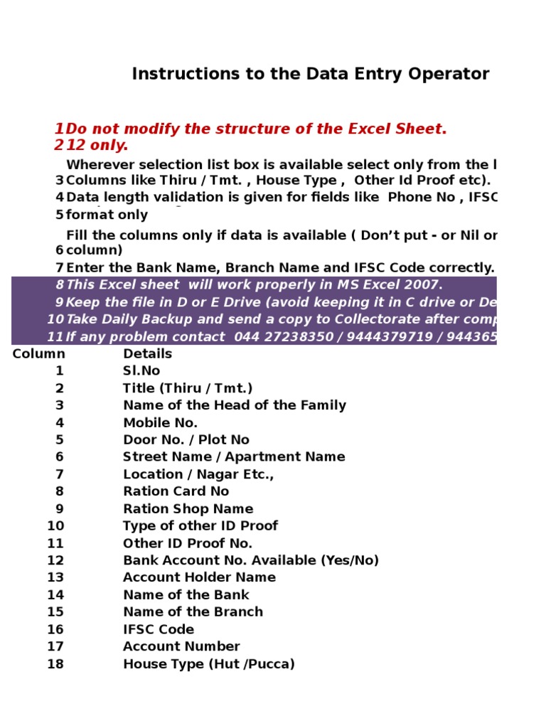 Instructions To The Data Entry Operator | PDF | Computing | Computing ...