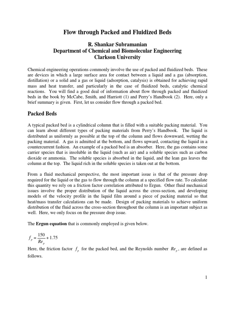 Flow Through Packed and Fluidized Beds | PDF | Fluidization | Gases