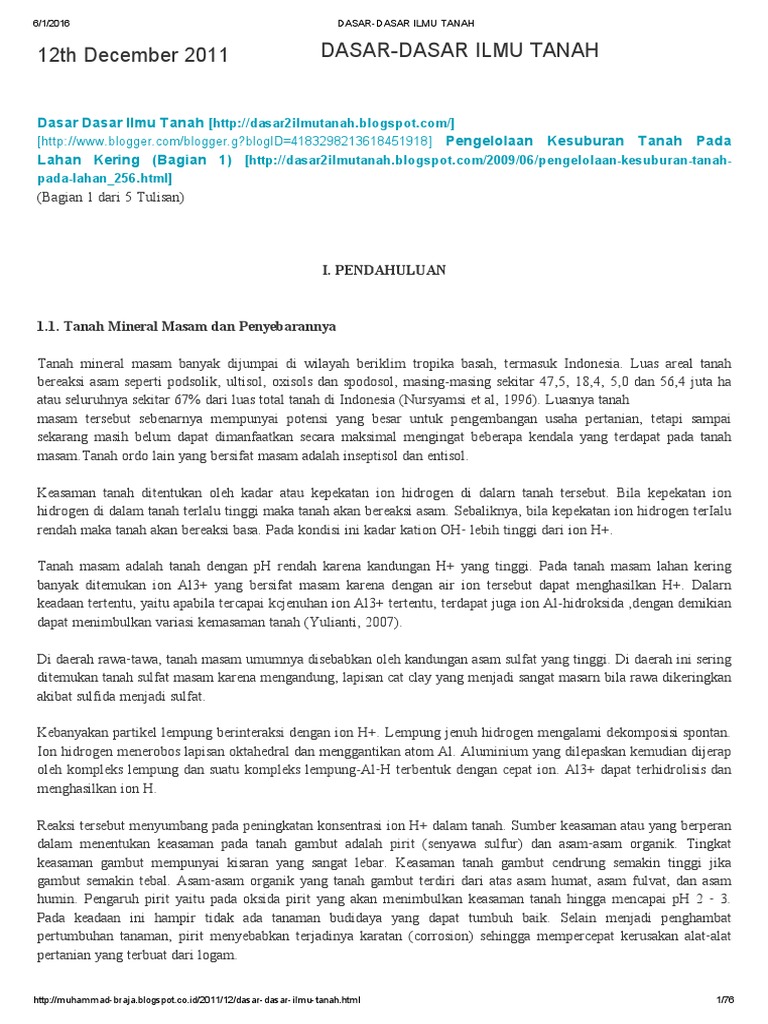 Dasar-Dasar Ilmu Tanah | PDF