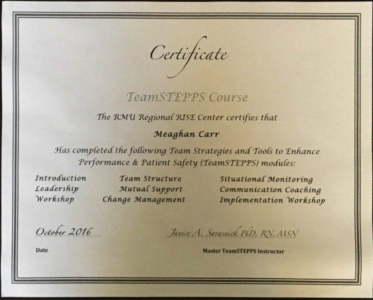 Teamstepps Certificate | PDF