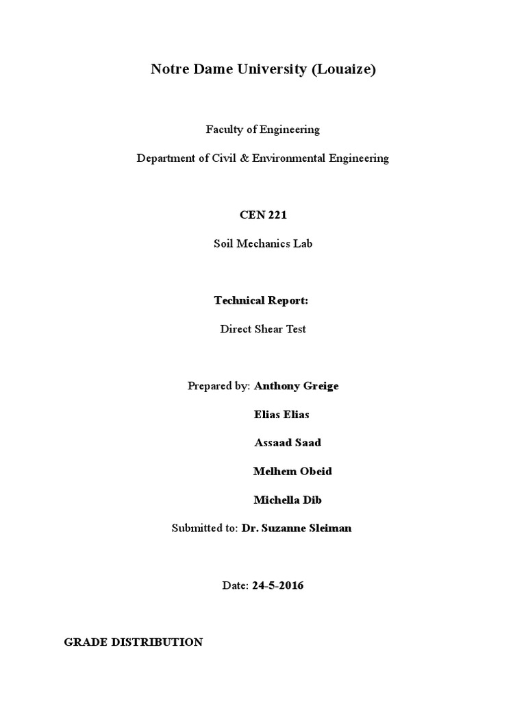 Direct Shear Test | PDF | Soil Mechanics | Geotechnical Engineering